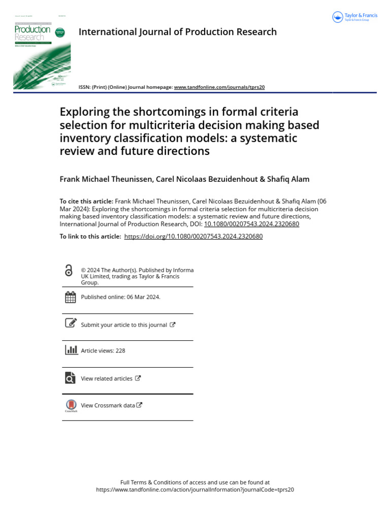 Exploring The Shortcomings In Formal Criteria Selection For Multicriteria Decision Making Based
