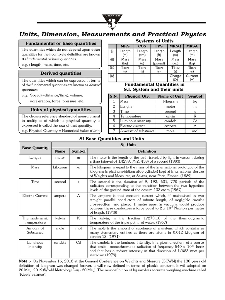 Units Dimension Measurements and Practical Physics | PDF ...