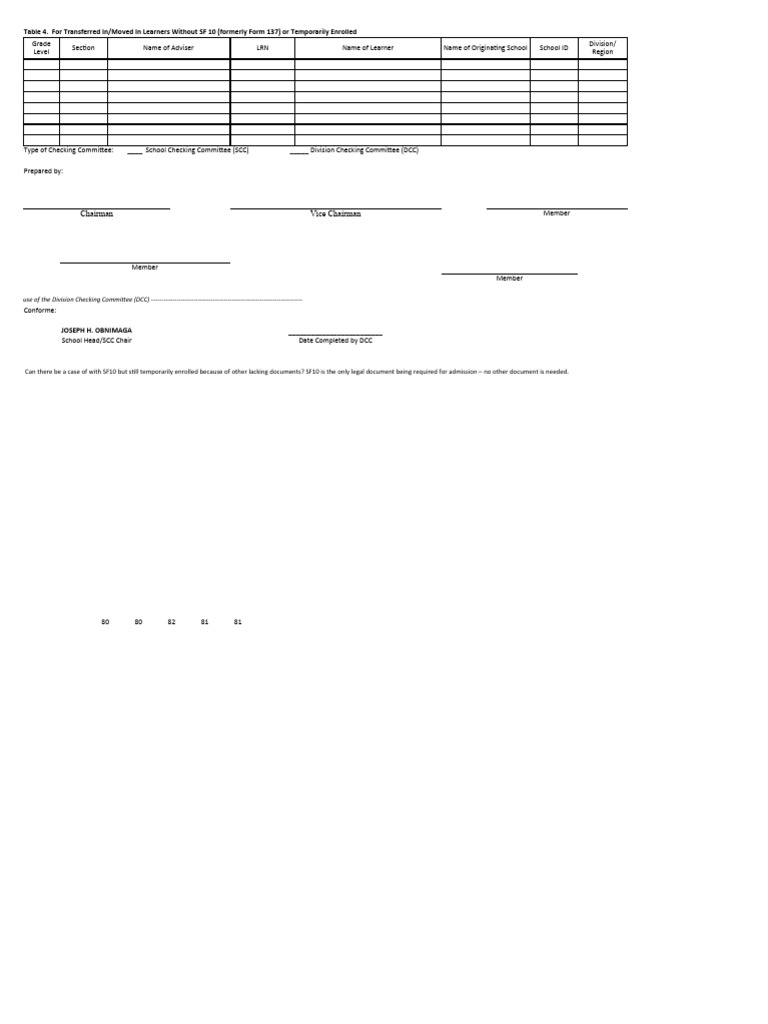 School Checking of Form | PDF