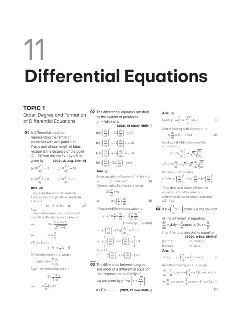 11. Differential Equations | PDF | Equations | Mathematical Physics