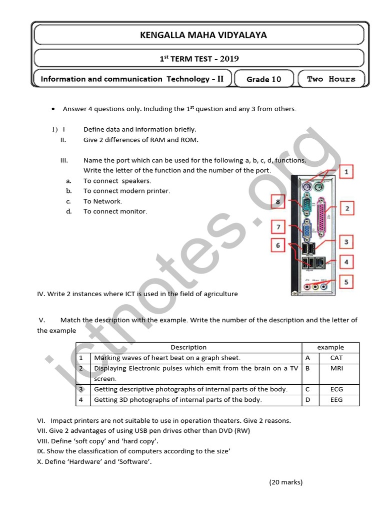 Grade 10 ICT First Term Test Kengalla Maha Vidyala Paper 2019 | PDF ... Grade 10 ICT First Term Test Kengalla Maha Vidyala Paper 2019 | PDF ...