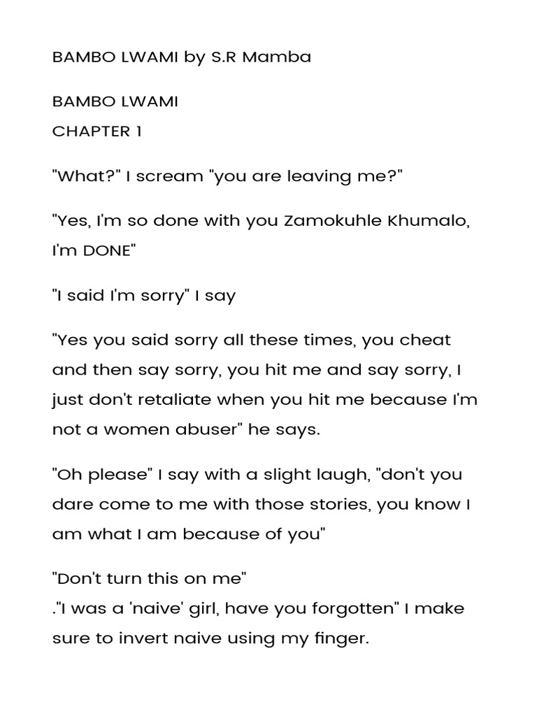 Bambo Lwami by S.R Mamba | PDF