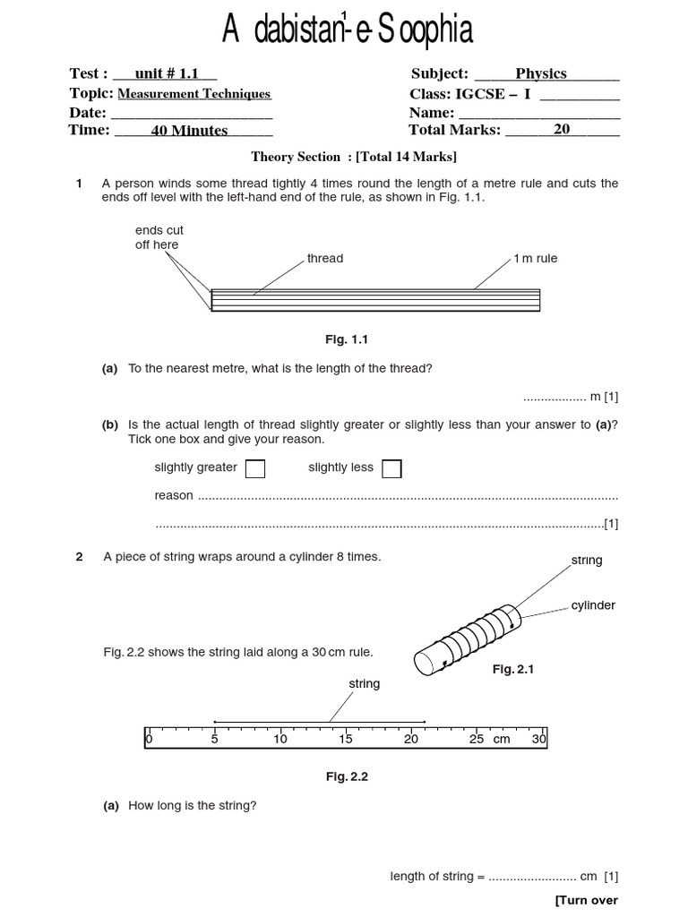 Physics unit 1.1 solved | PDF | Volume | Length