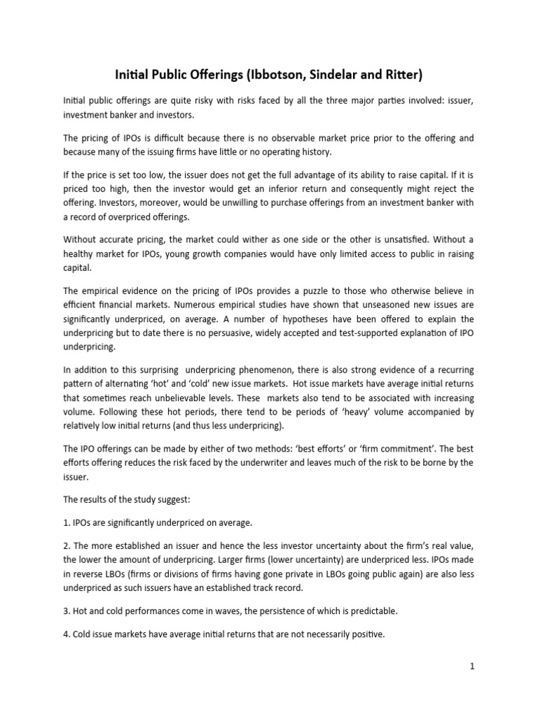 Initial Public Offerings | PDF | Initial Public Offering | Underwriting