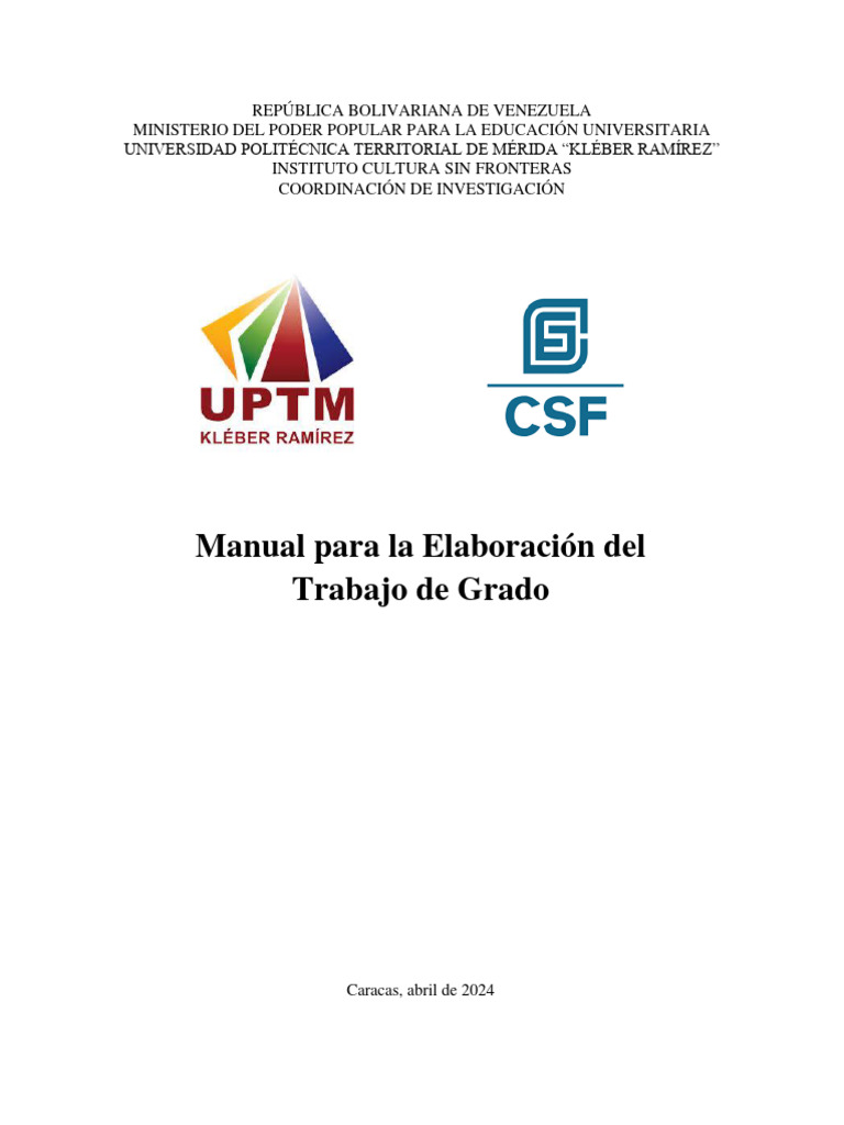 Manual para La Elaboración Del Trabajo de Grado UPTM | PDF | Paradigma ...