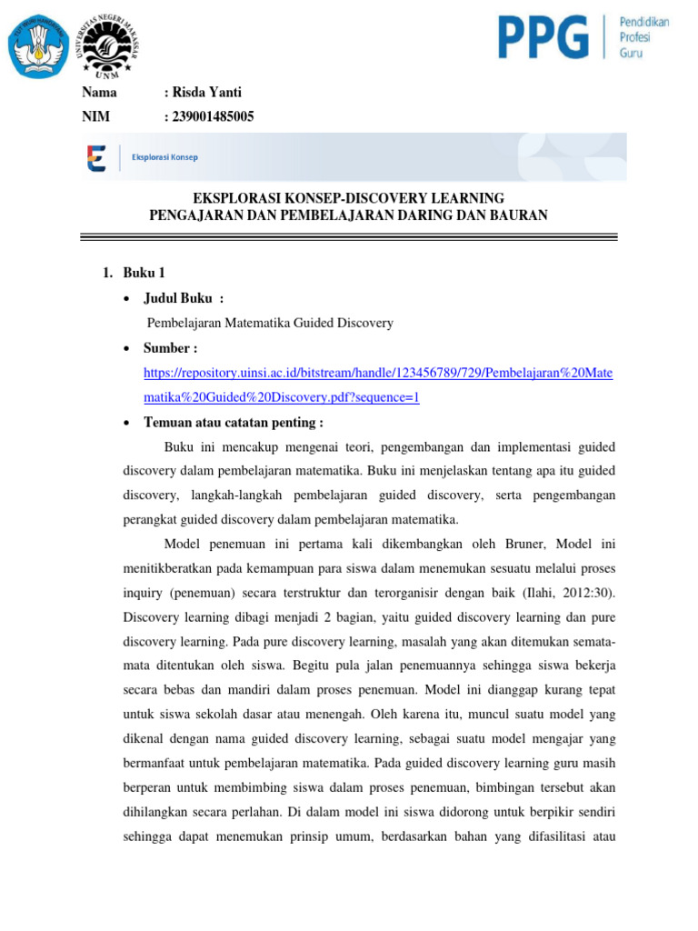 Eksplorasi Konsep-Discovery Learning | PDF | Karier & Perkembangan