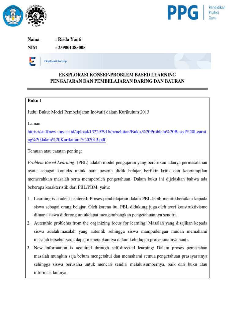 Problem Based Learning Edukasi | PDF