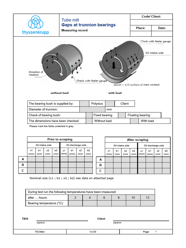 Tube Mill Trunnion Bearing Gaps | PDF | Mechanical Engineering