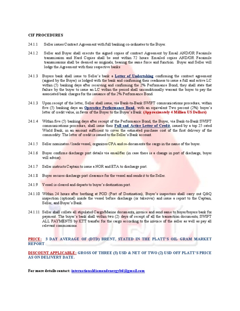 Reviewed Cif Procedures (2% PB Upfront) | PDF | Letter Of Credit | Invoice