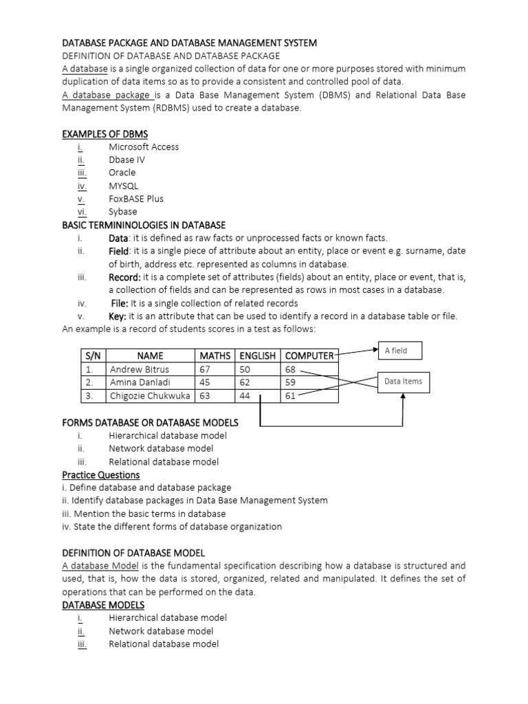 Database Package and Database Management System | PDF | Relational Database | Databases