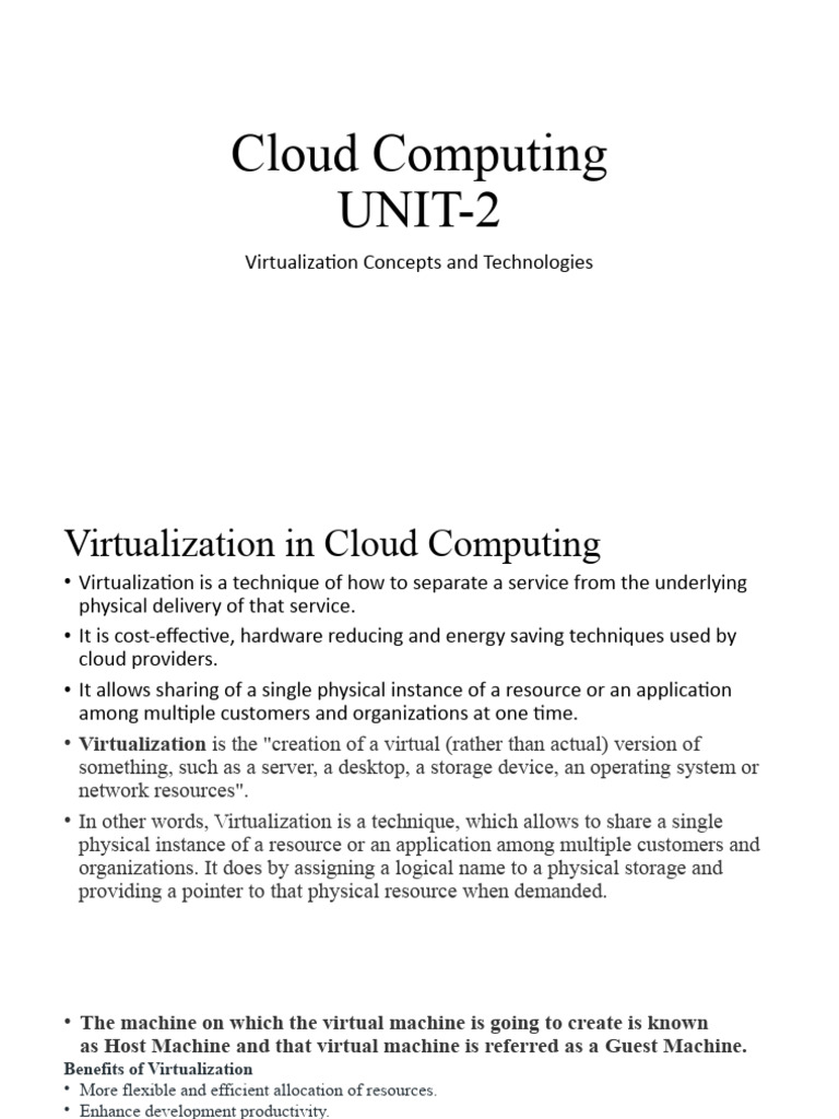Cloud Computing Unit 2 Pdf Virtualization Cloud Computing