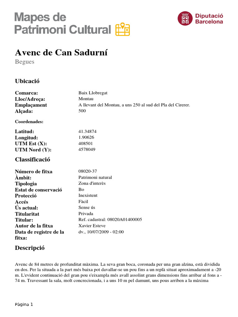 Avenc de Can Sadurni | PDF
