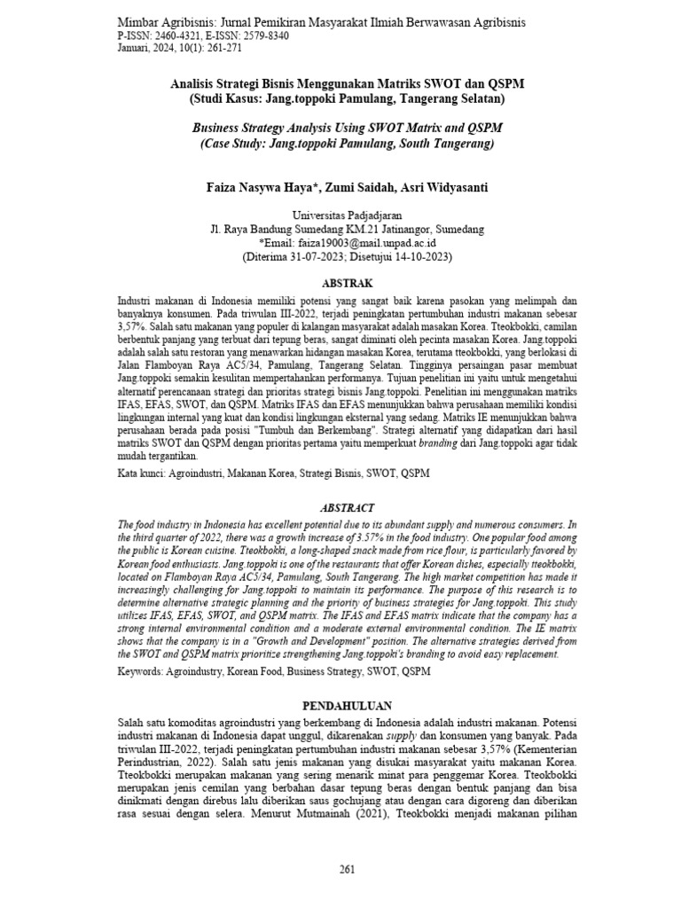 Analisis_Strategi_Bisnis_Menggunakan_Matriks_SWOT_ | PDF