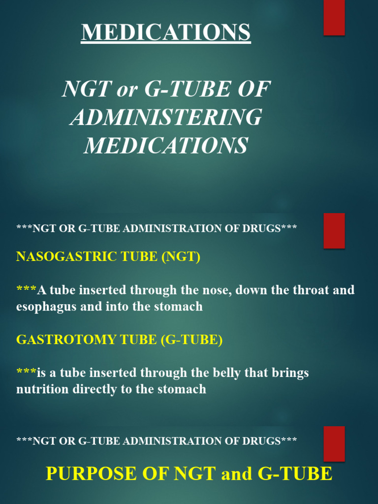 MEDICATION NGT and PARENTERAL | PDF | Intravenous Therapy | Injection ...