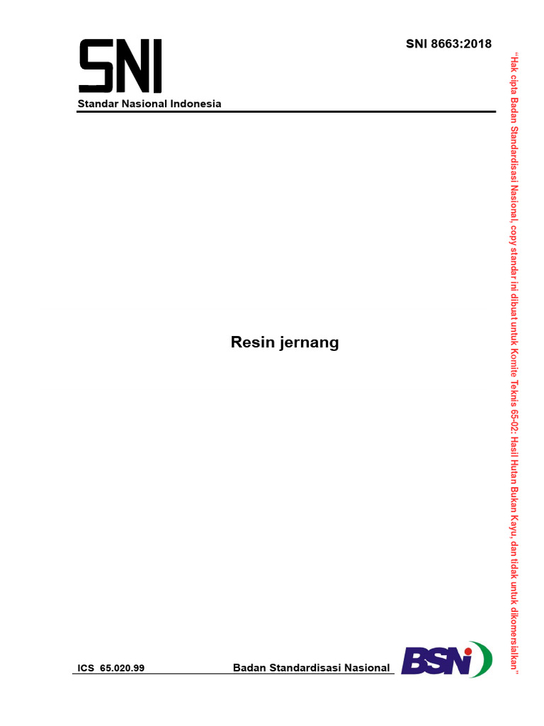 SNI 8663 2018 Resin Jernang | PDF