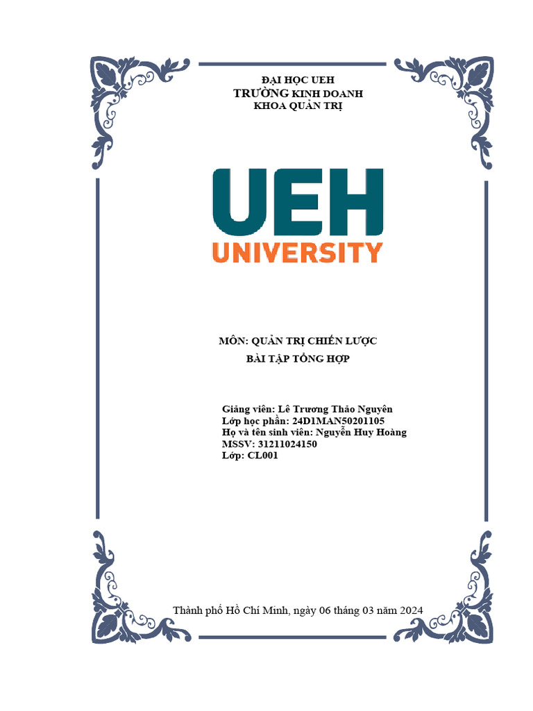 QTCL-Bài tập tổng hợp - Nguyễn Huy Hoàng | PDF