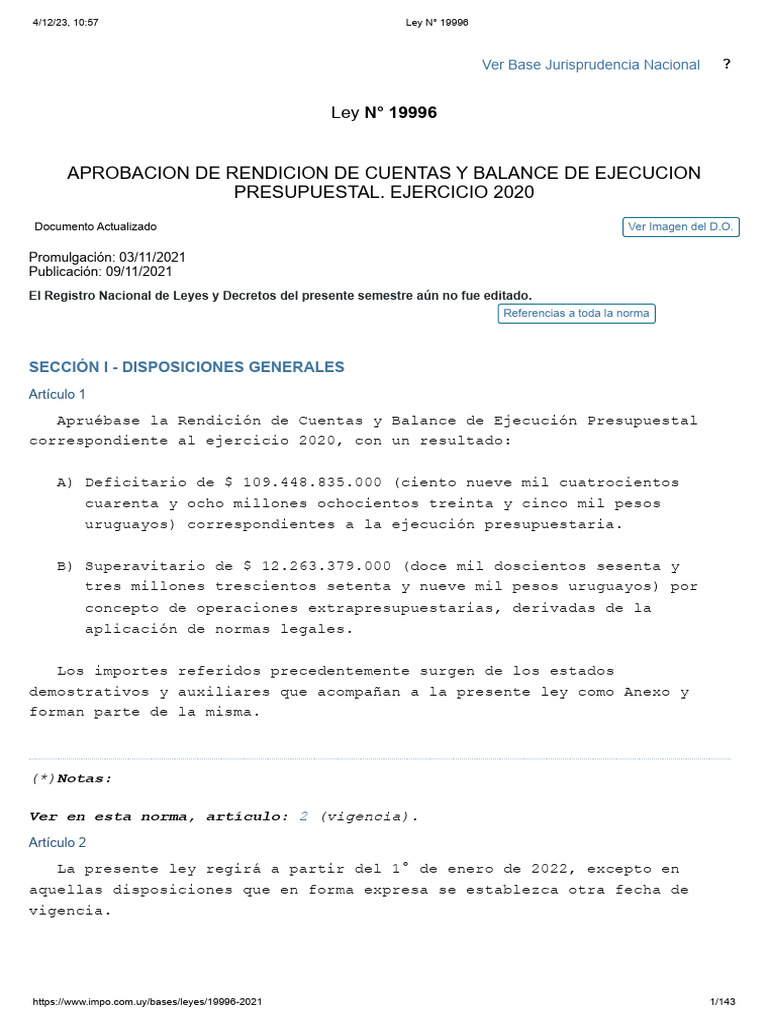 Ley #19996 | PDF | Ministerio (Departamento de Gobierno) | Gobierno