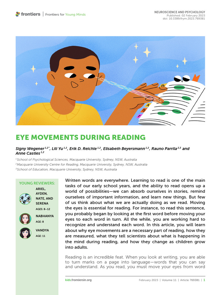 Eye Movements During Reading | PDF | Neuroscience | Eye