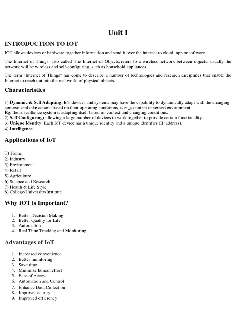 IOT Notes Unit 1 2 3 4 and 5 | PDF | Wireless Sensor Network | Internet ...