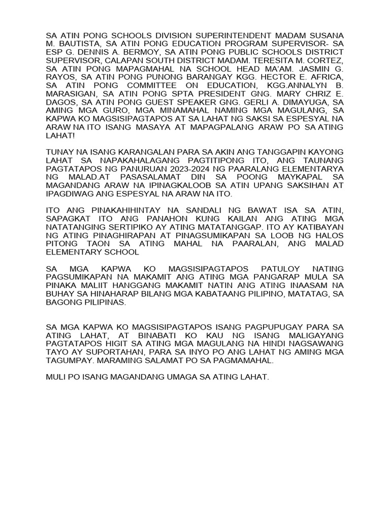 Sample BATING-PAGTANGGAP | PDF