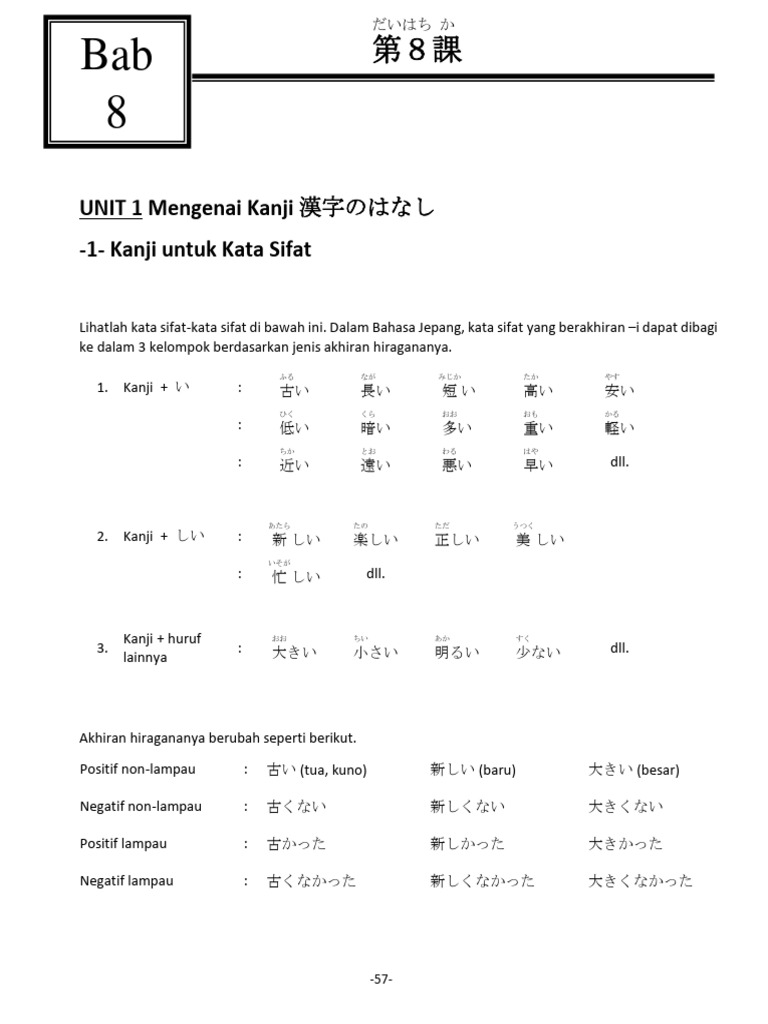 Modul BAB 8 Kanji 1 | PDF