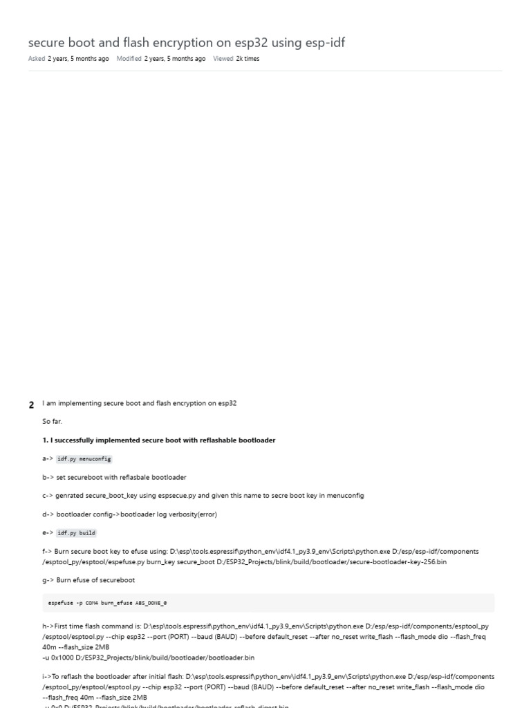 Secure Boot and Flash Encryption On Esp32 Using Esp Idf | PDF | Booting | Computer Engineering