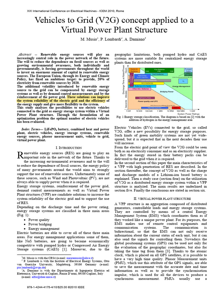 Vehicles To Grid (V2G) Concept Applied To A | PDF | Rechargeable ...