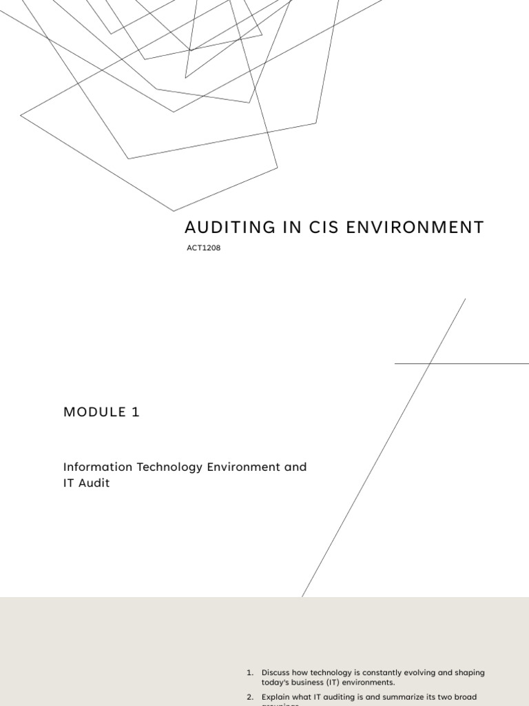 M1 - Auditing in CIS Environment | PDF | Audit | Financial Audit