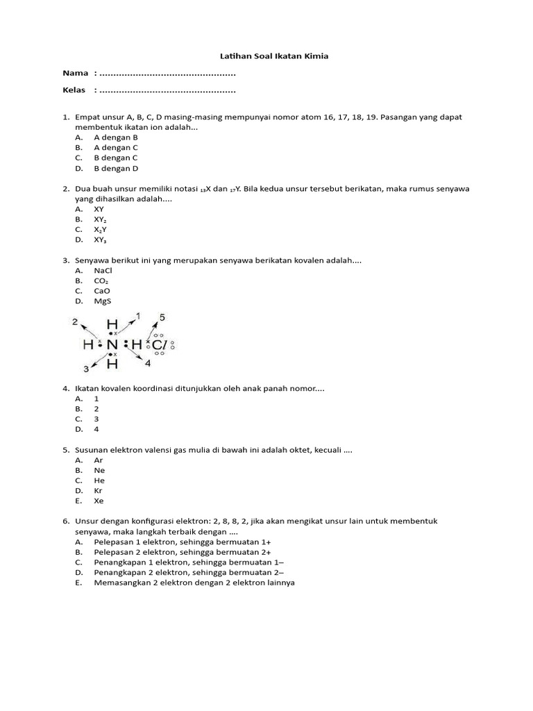 Soal Ikatan Kimia | PDF | Metode & Bahan Ajar | Sains & Matematika