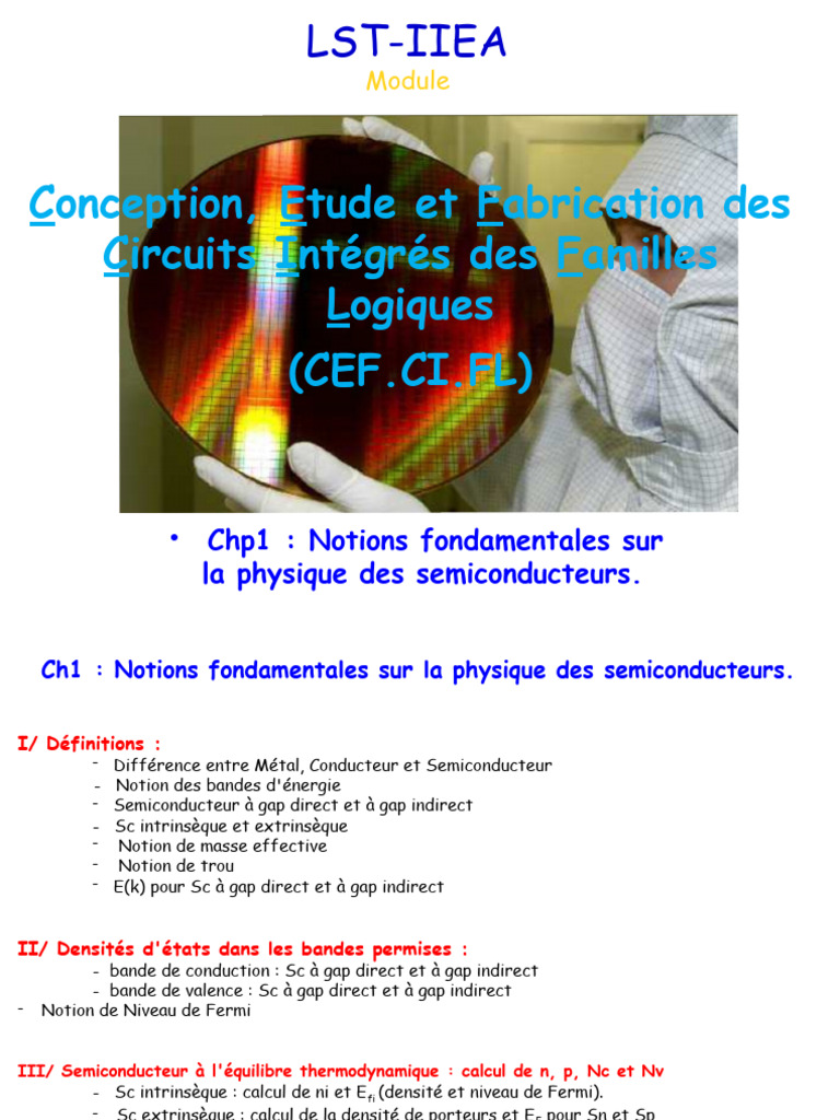 Physique des Semiconducteurs et Applications | PDF | Bande interdite ...