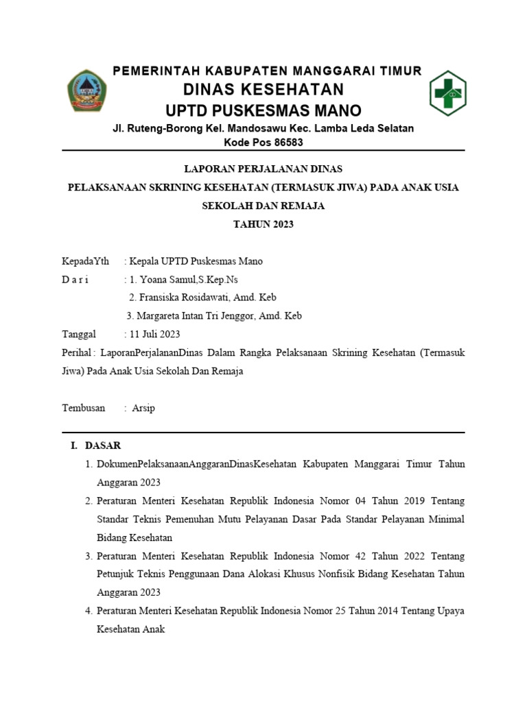 LPD Skrining Remaja SMPN 1 Pora | PDF