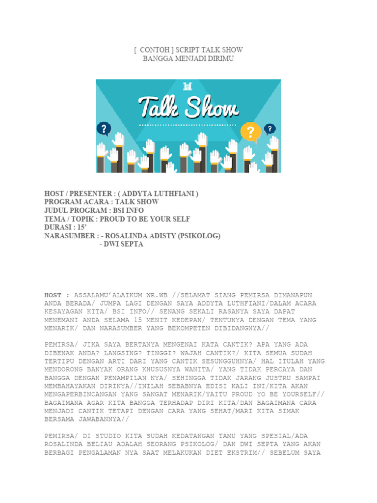 contoh naskah talk show | PDF