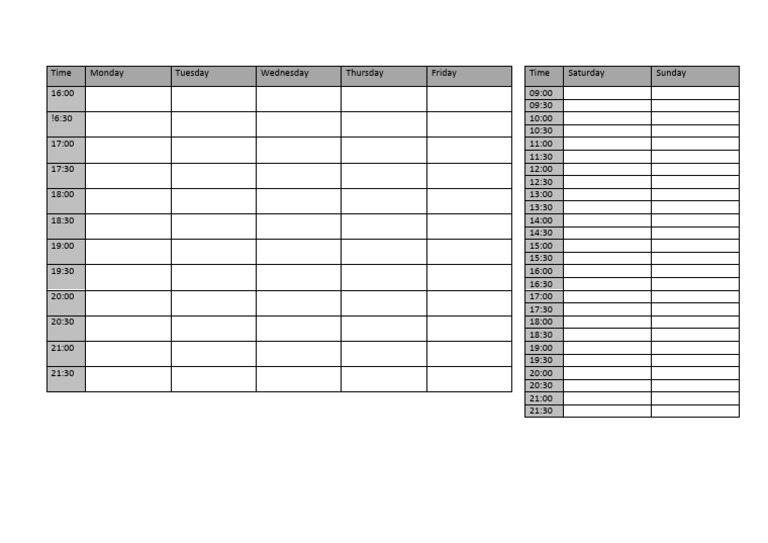 Weekly Time Schedule Overview | PDF