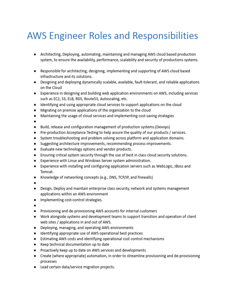 Roles&Reponsibilities | PDF | Cloud Computing | Amazon Web Services