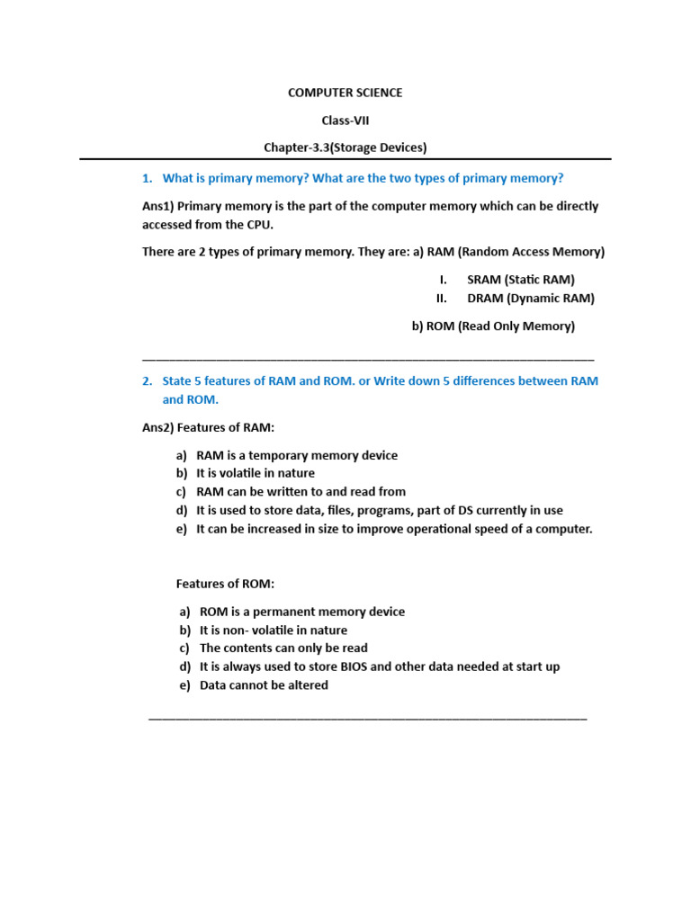 Solution COMPUTER SCIENCE Online 3 (AutoRecovered) | PDF | Random Access Memory | Computer Data ...