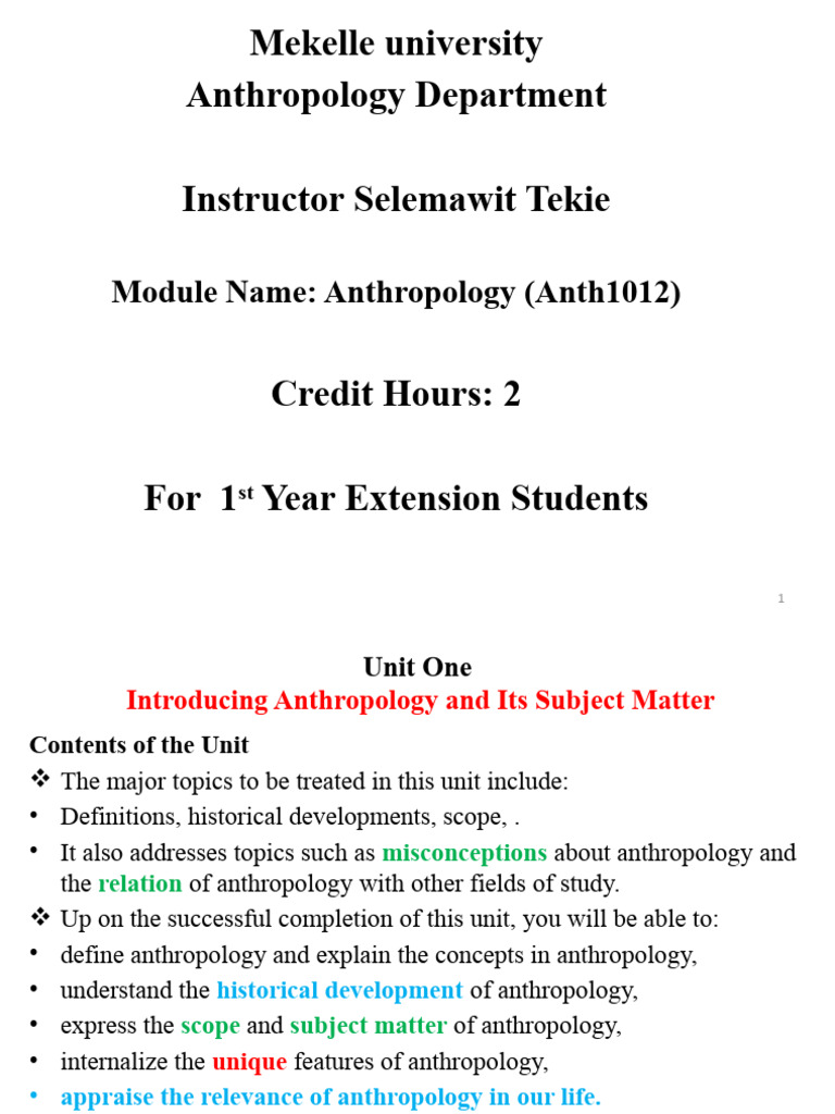 Anthropology Module Selam | PDF | Kinship | Anthropology