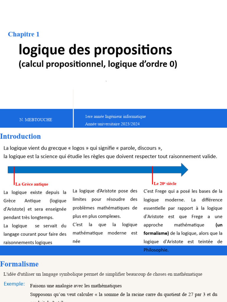 Chapitre 1 - Cours 1 | PDF | Logique mathématique | Mathématiques