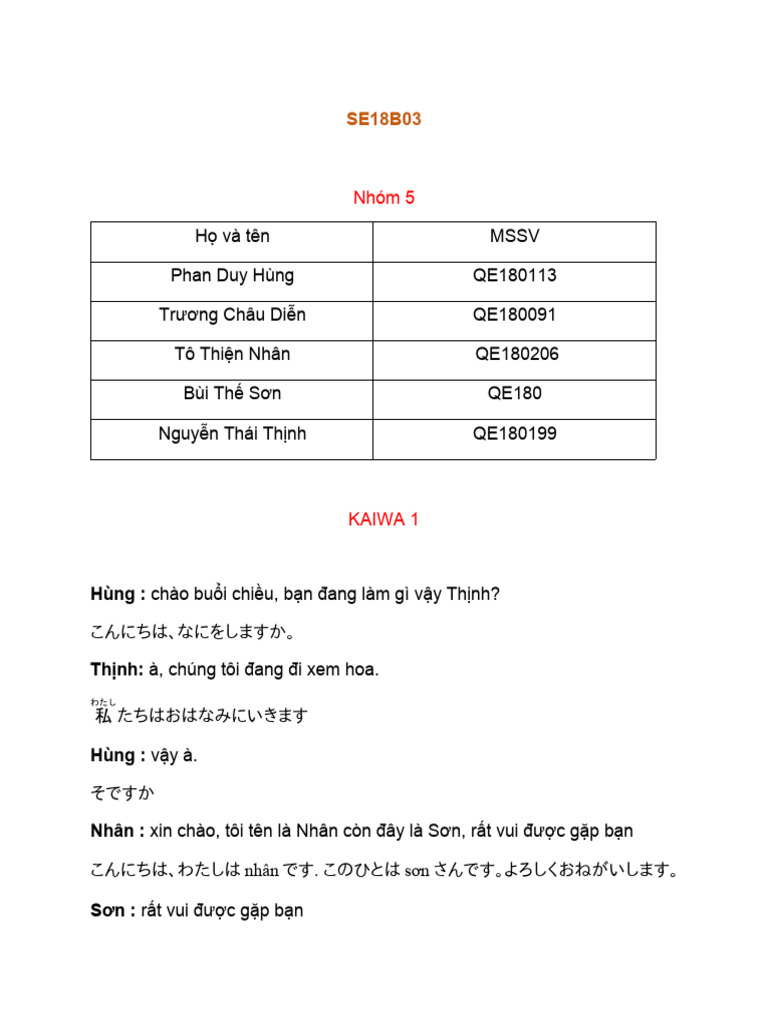 New Kaiwa1 Group5 | PDF