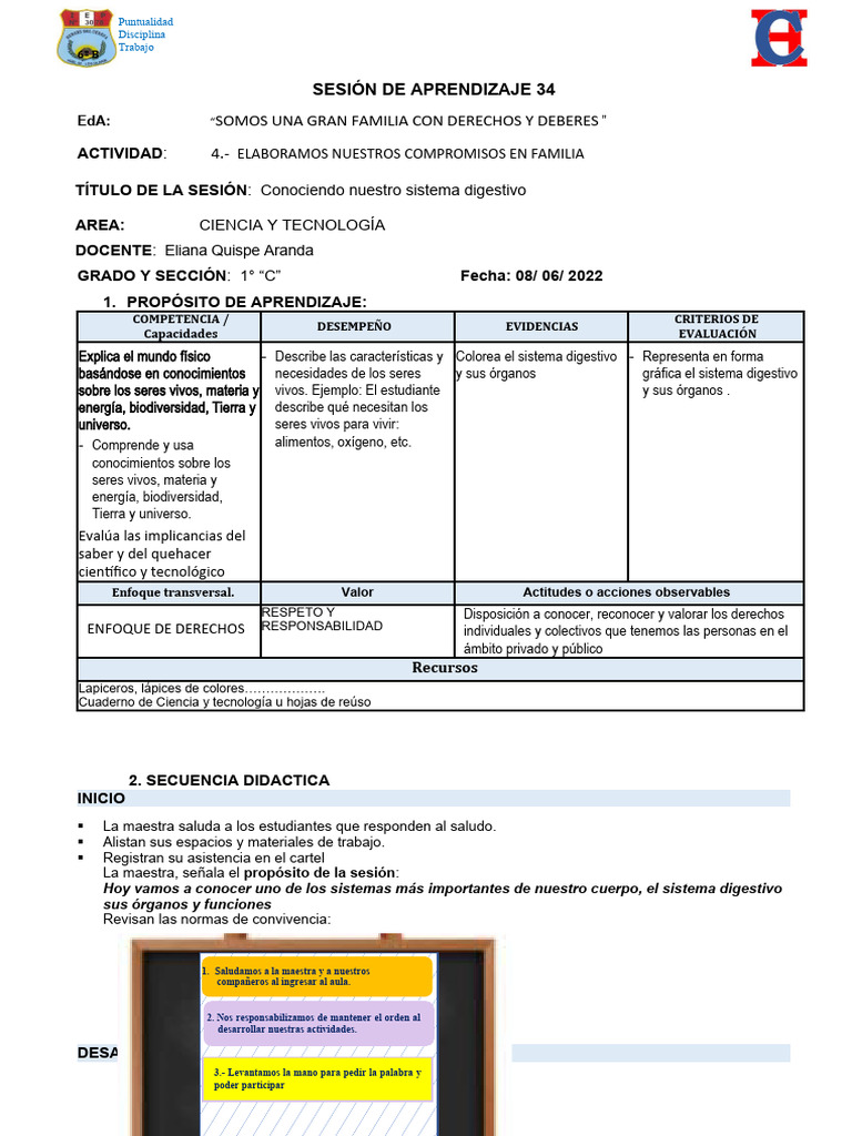 Sesion Aprendizaje | PDF | Maestros | Aprendizaje