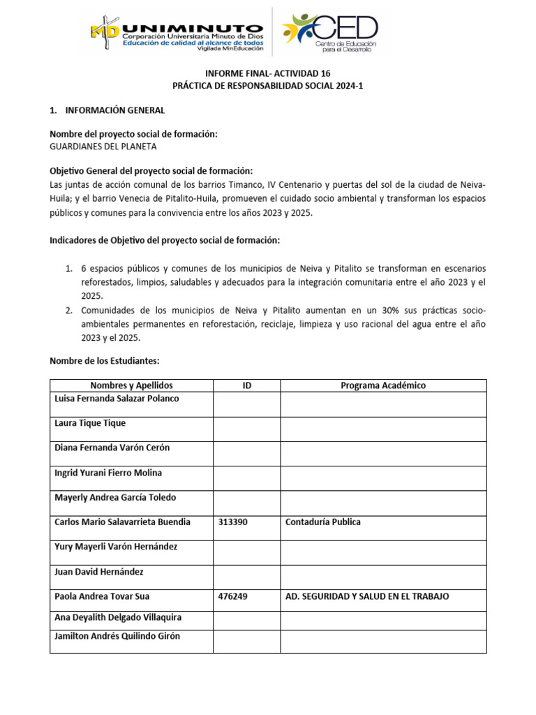 INFORME FINAL Grupal 3 | PDF | Residuos | Entorno natural