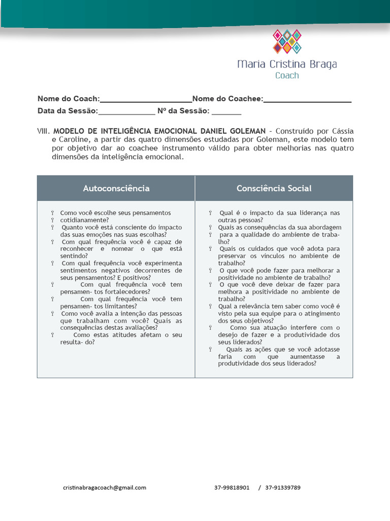 Ferramenta-8MODELO DE INTELIGÊNCIA EMOCIONAL DANIEL Loo Cris | PDF ...