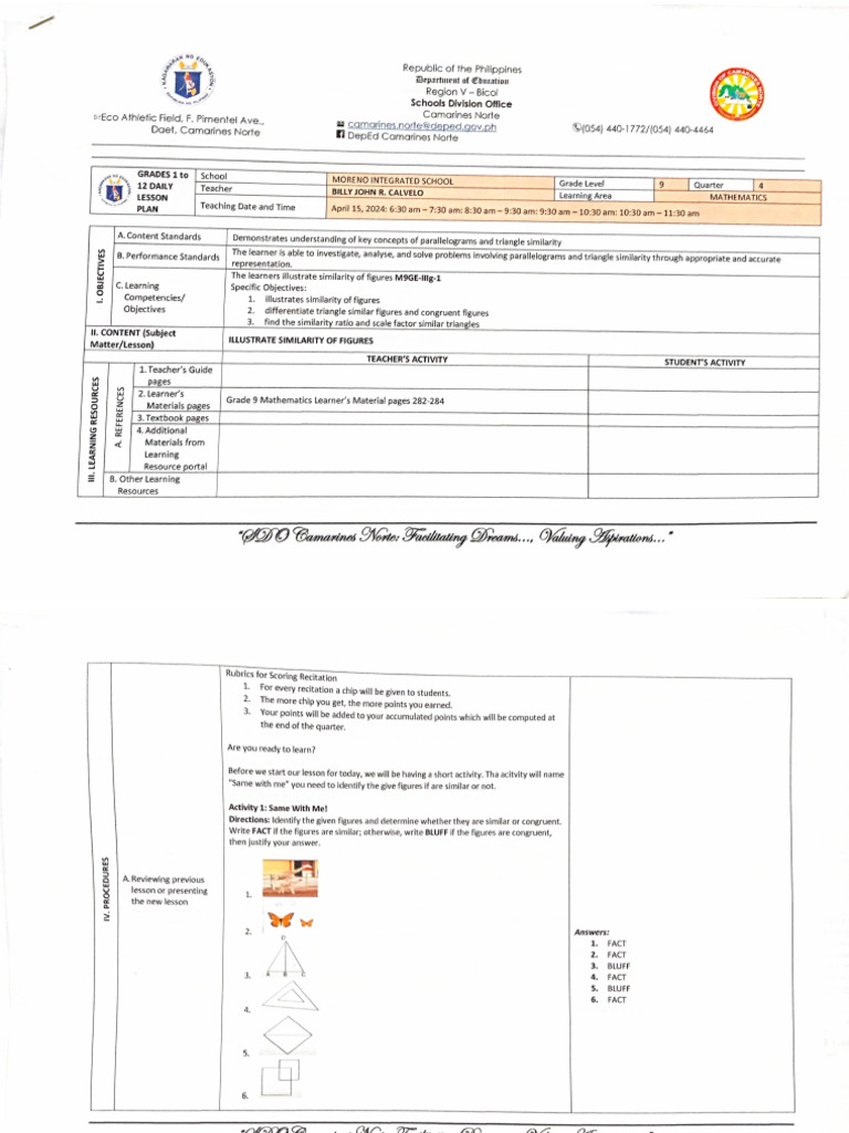 Calvelo-Illustrate Similarity of Figures-Dlp | PDF