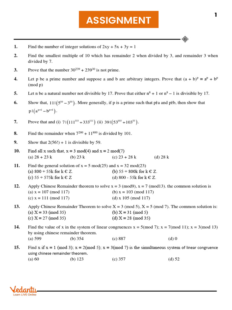 Level 6 Assignment 10 (Diaphontine & Theorems) Final | PDF | Elementary Mathematics ...