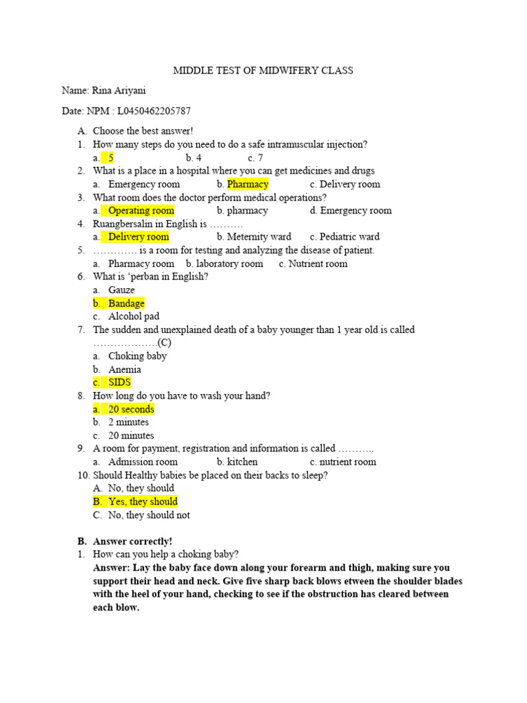 Midwifery Exam for Students | PDF | Pregnancy | Diabetes