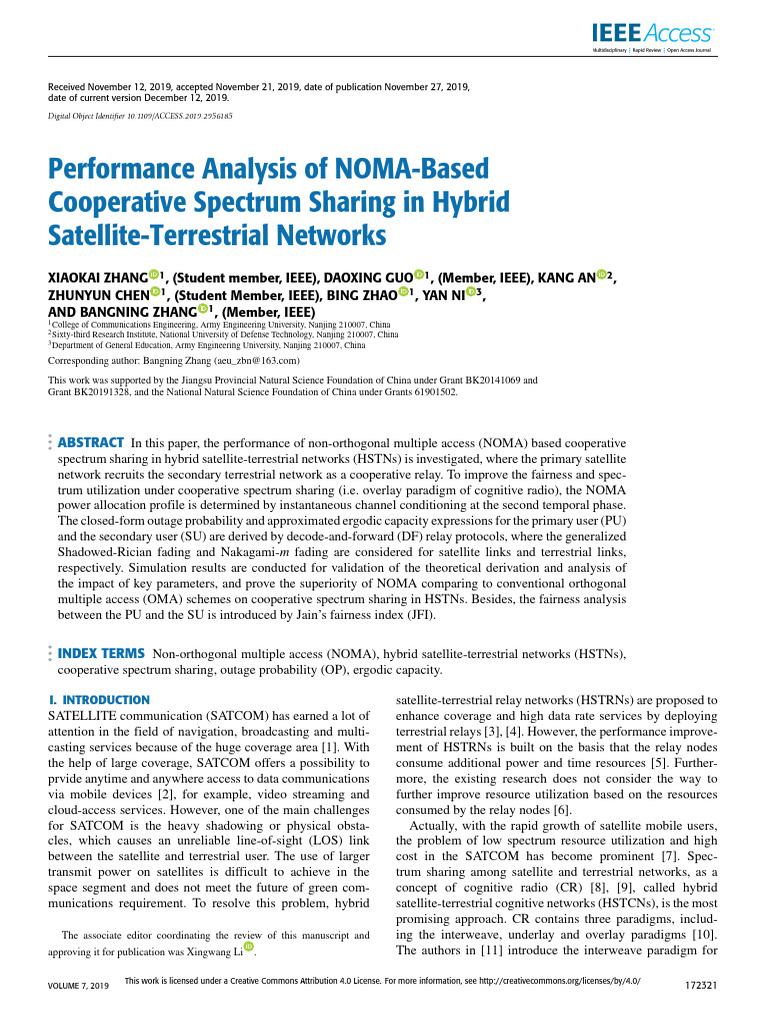 Performance Analysis Of Noma Based Cooperative Spectrum Sharing In Hybrid Satellite Terrestrial