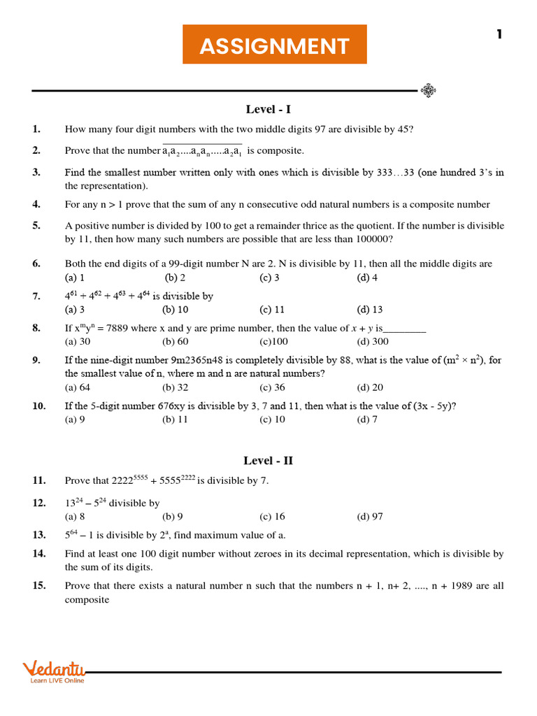 Level 6 Assignment 8(Divisibility) Final(1) | PDF | Numbers ...
