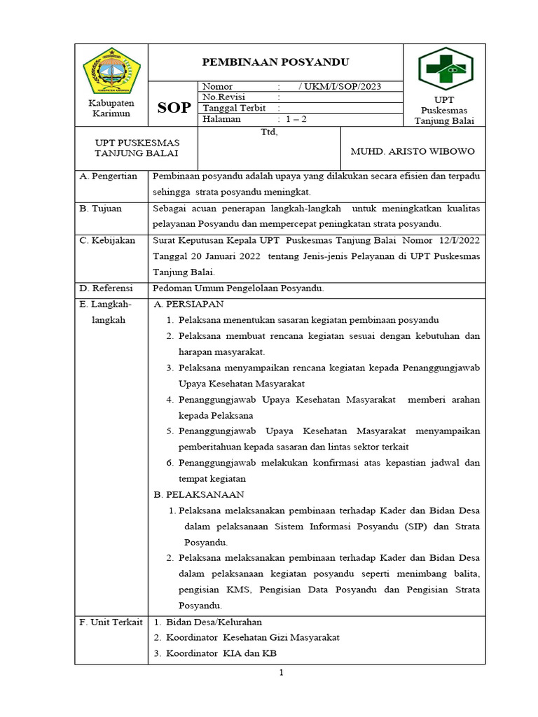 Sop Pembinaan Posyandu | PDF | Pengelolaan Keuangan & Uang | Ilmu Sosial