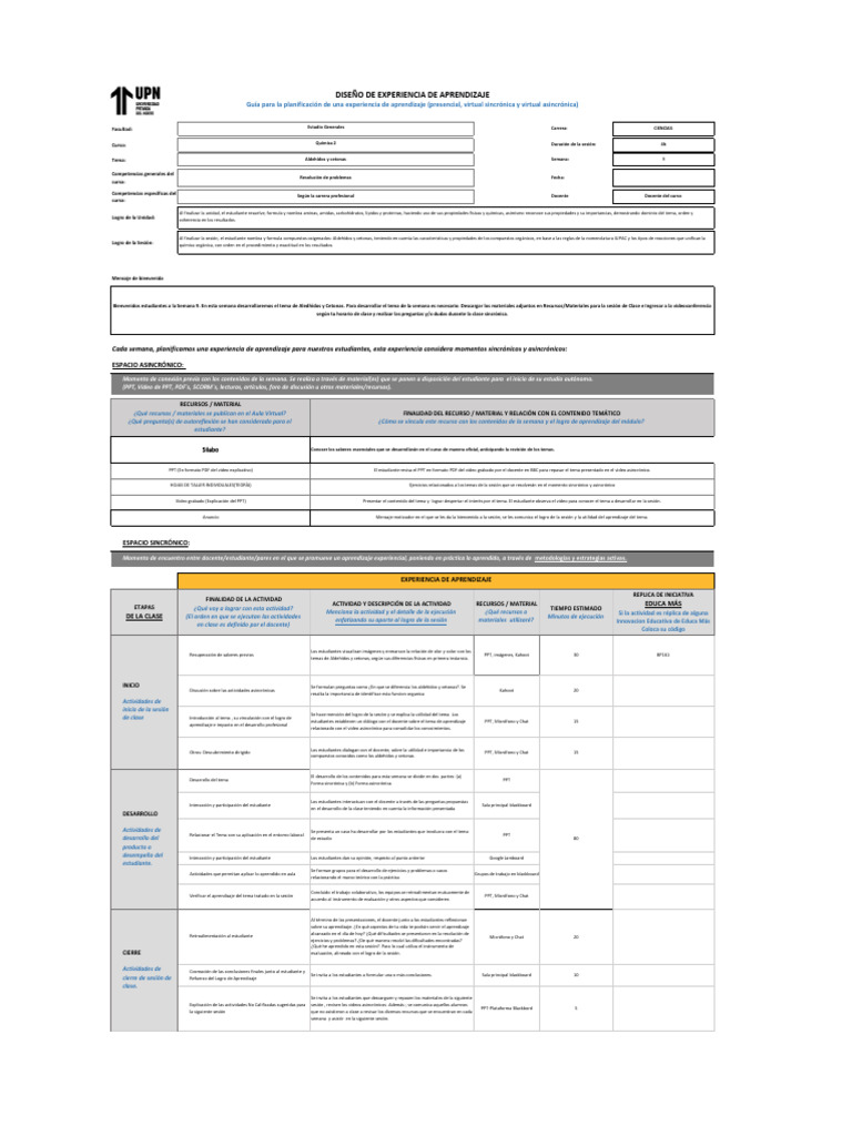Sesion_09_Formato de diseño de experiencias de aprendizaje | PDF | Evaluación | Aprendizaje