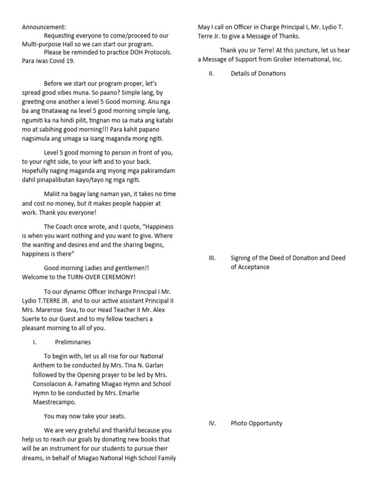 Flag Raising Ceremony Program Overview | PDF