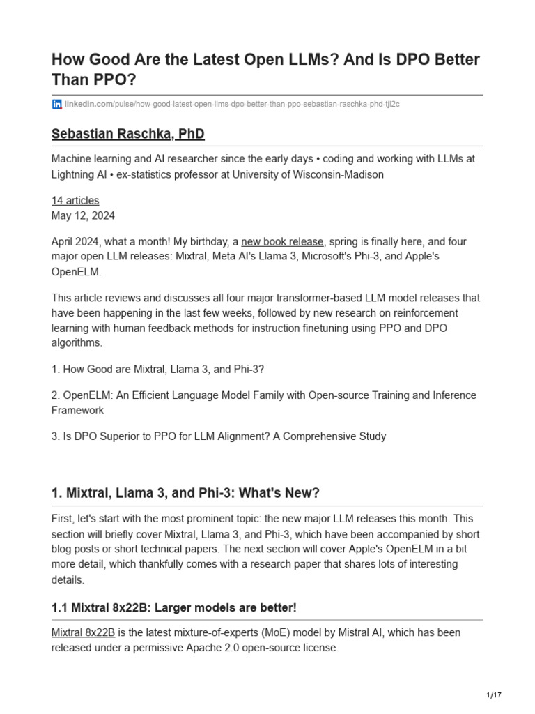 DPO vs PPO: LLM Alignment Insights | PDF | Applied Mathematics ...